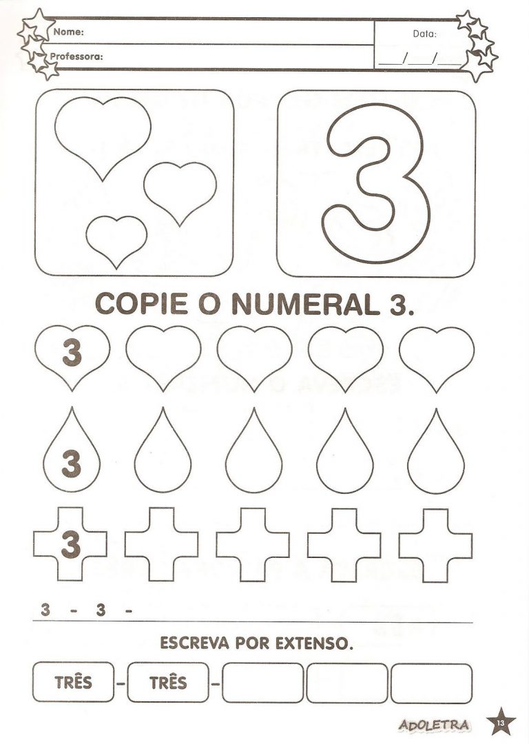 ATIVIDADES COM NUMERO 3 PARA EDUCAÇÃO INFANTIL