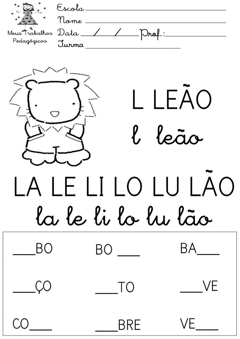 ATIVIDADES COM AS SÍLABAS COM LA LE LI LO LU