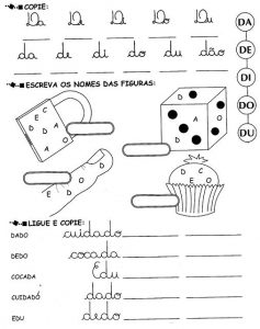 ATIVIDADES COM AS SÍLABAS DA DE DI DO DU