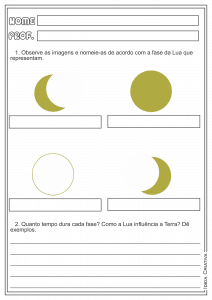 ATIVIDADES SOBRE AS FASES DA LUA - Ensino Fundamental