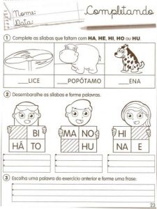 Atividades com as Sílabas HA HE HI HO HU